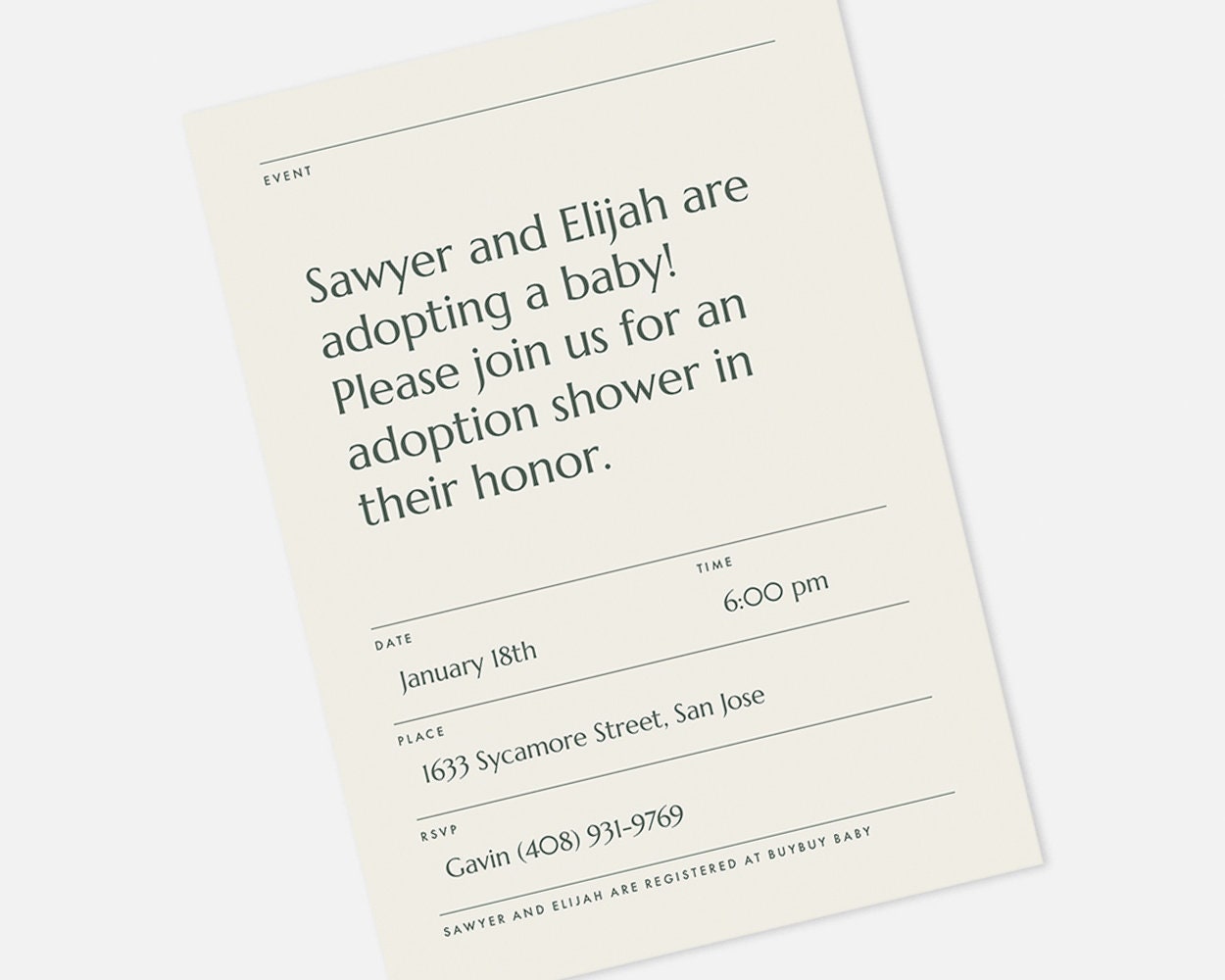Minimalist Invitation for Adoption Shower With Printed - Etsy