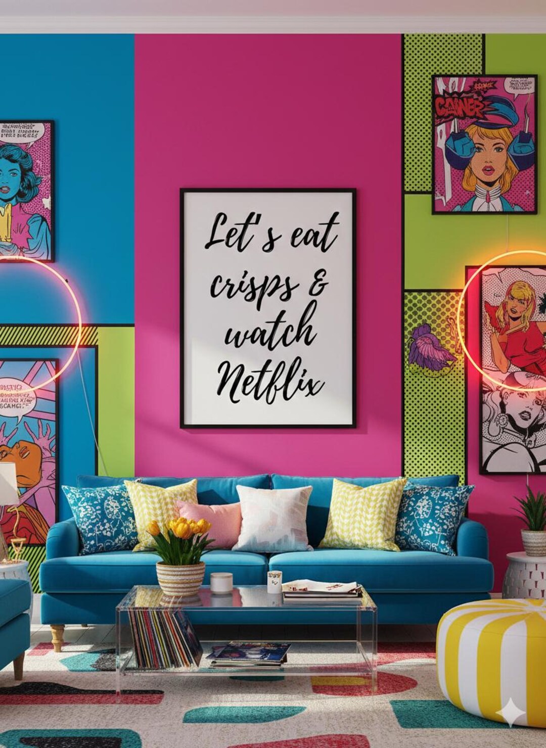 Netflix and Crisps - Typography Print - Black & White Wall Art - Modern ...