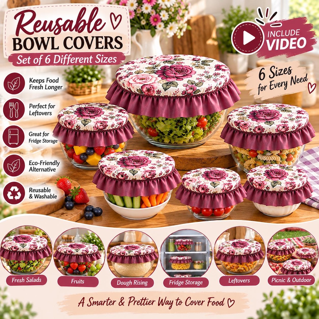Reusable Bowl Cover Sewing Pattern PDF | Fabric Bowl Covers Pattern ...