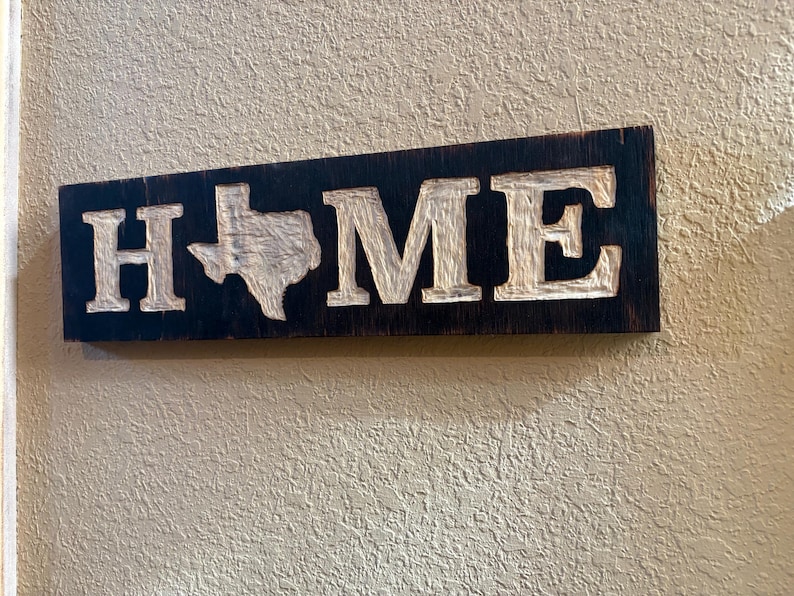 Texas Home Wall Sign (hand Carved) - Etsy