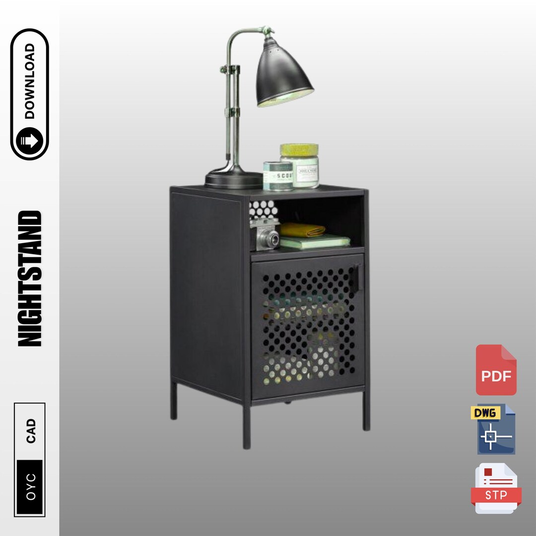 Metal Nightstand PDF and DWG Plan | CNC Laser Cut Cabinet - Etsy