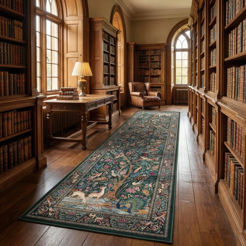 Tree of Life Runner Rug 2x6 | Vintage Black Washable Carpet | Non-slip ...