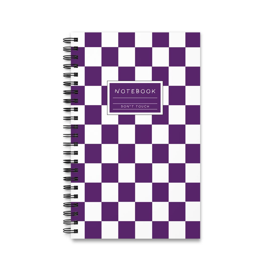 Dark Purple Spiral Notebook With Checkerboard Pattern | Dark Purple ...