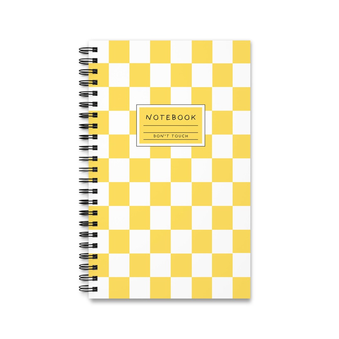 Yellow Spiral Notebook With Checkerboard Pattern | Yellow Checkerboard ...