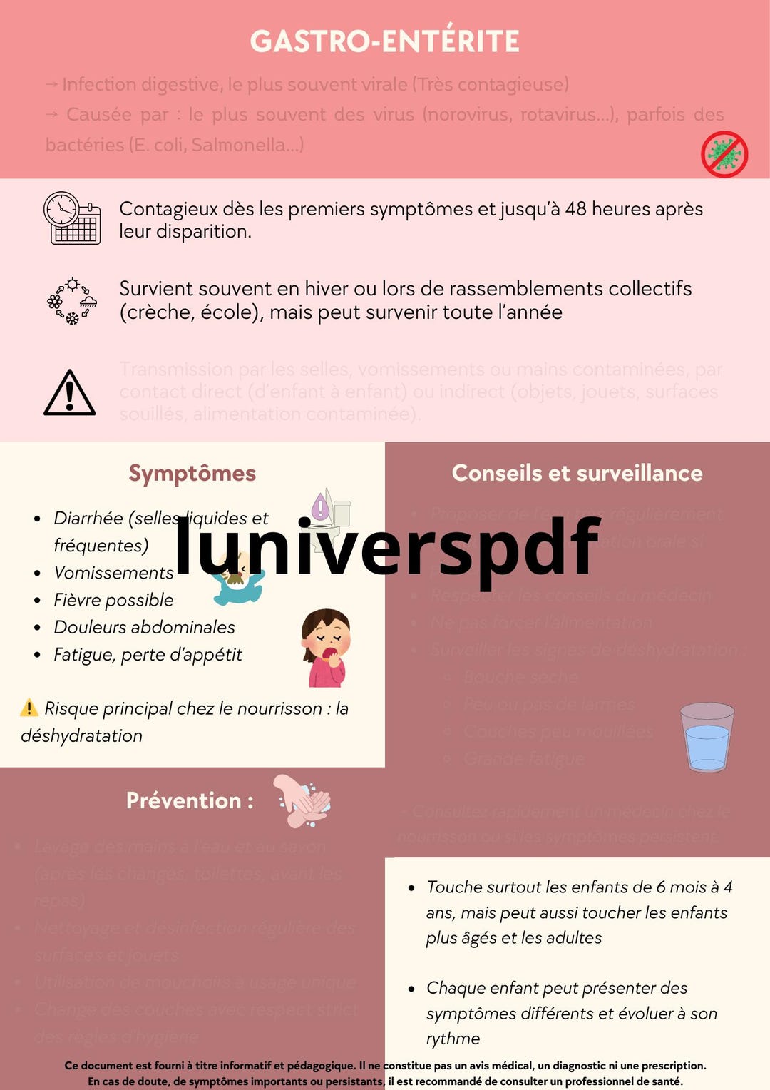 Gastroenteritis Information Sheet – Colorful Poster for Daycare ...
