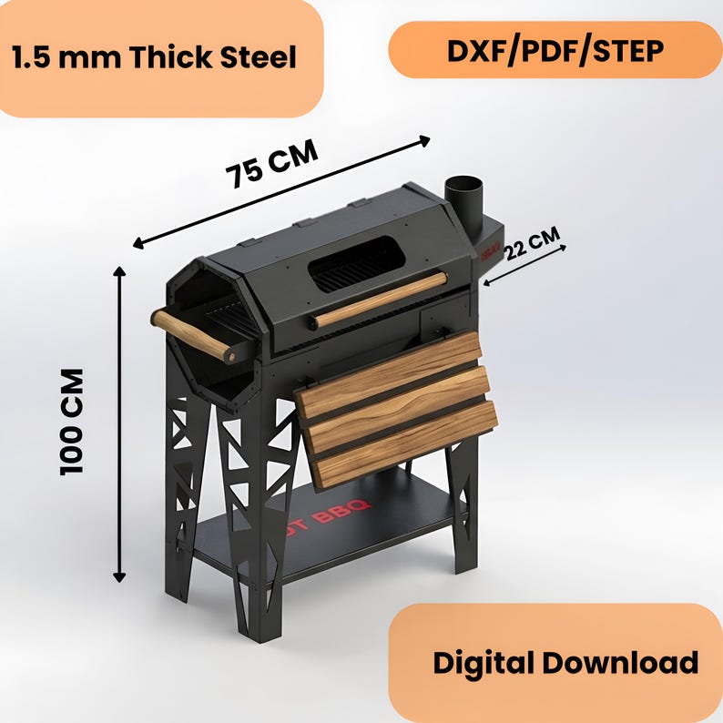 Portable BBQ Grill DXF File | Laser Cut Grill Plans | CNC Metal Bbq ...