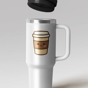 Coffee Cup Sticker – Single Illustrated Glossy Sticker, Planner ...