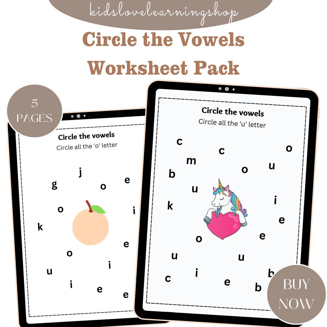 Circle the Vowels Worksheet for Kids | Vowel Identification Activity ...