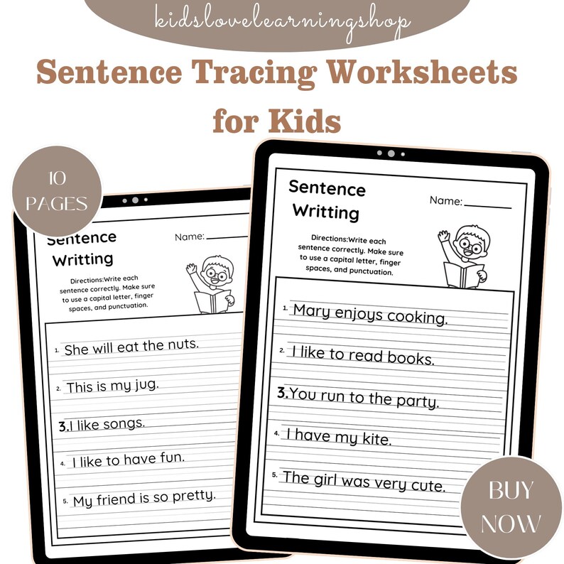 Sentence Tracing Worksheets for Kids | Learn to Read Write Sentences ...