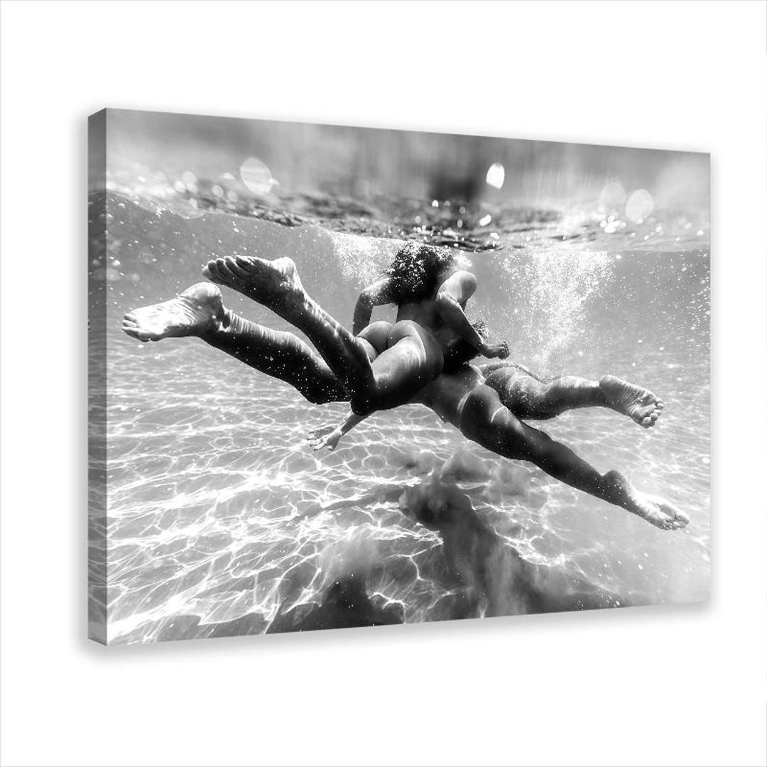 Black And White Underwater Nude Fine Art Photography Couples Swimming