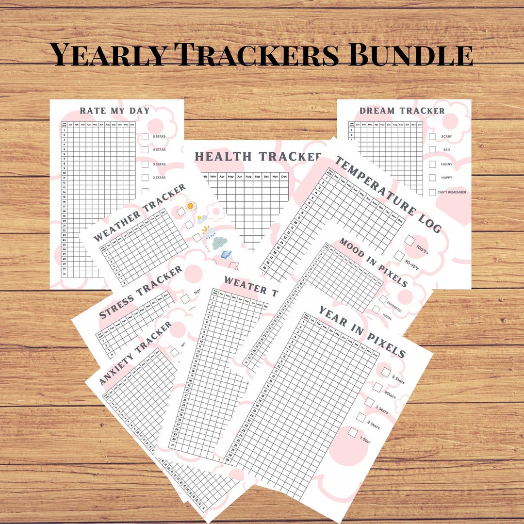 Yearly Trackers Planner Bundle | Printable & Digital Pages | Budget ...