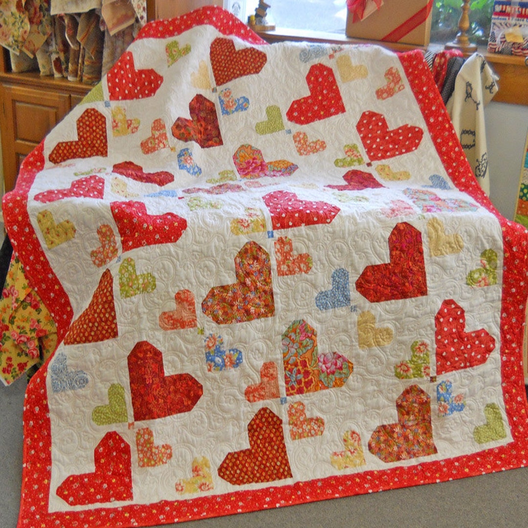 Random Hearts Quilt Kit - Etsy