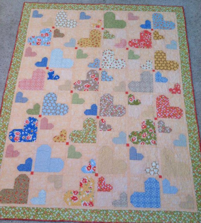 Random Hearts Quilt Kit - Etsy