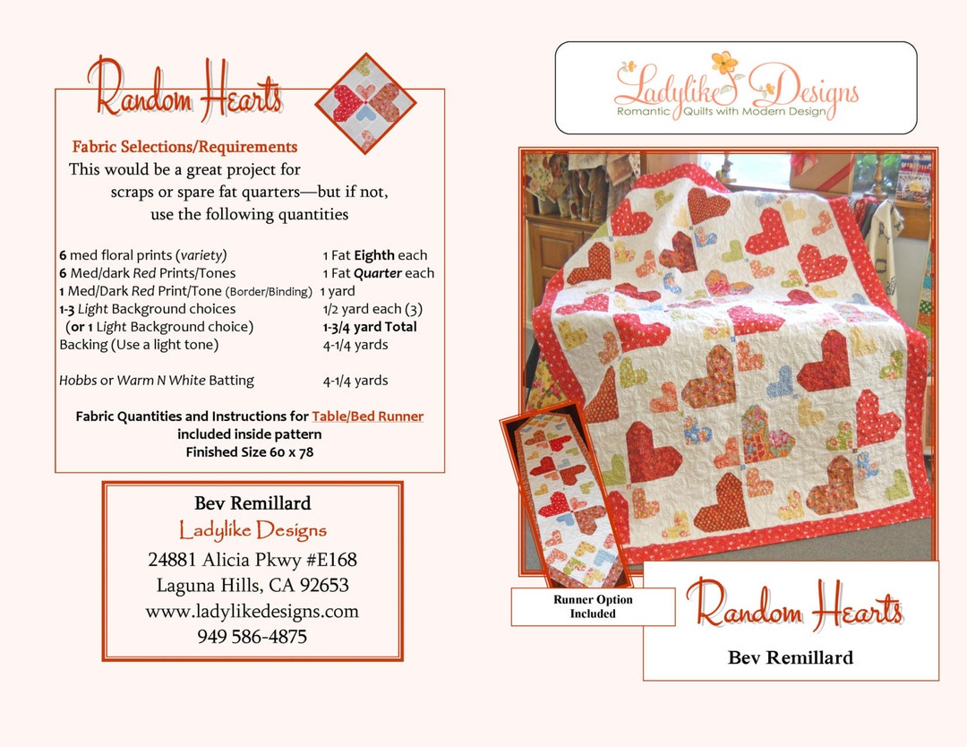 Random Hearts Quilt PDF Pattern - Etsy