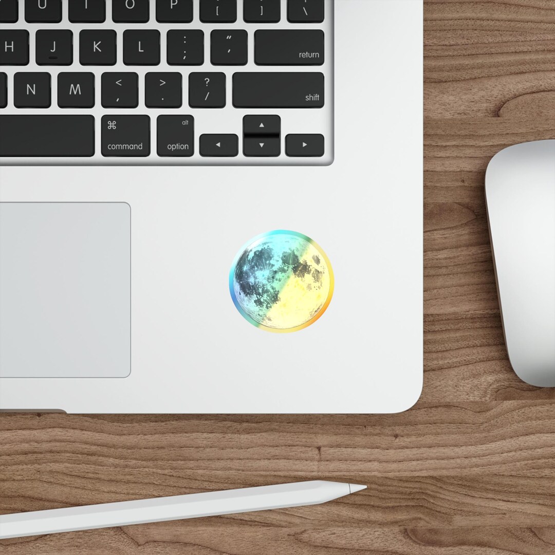 Iridescent Moon Sticker Die-cut Holographic Sticker - Etsy