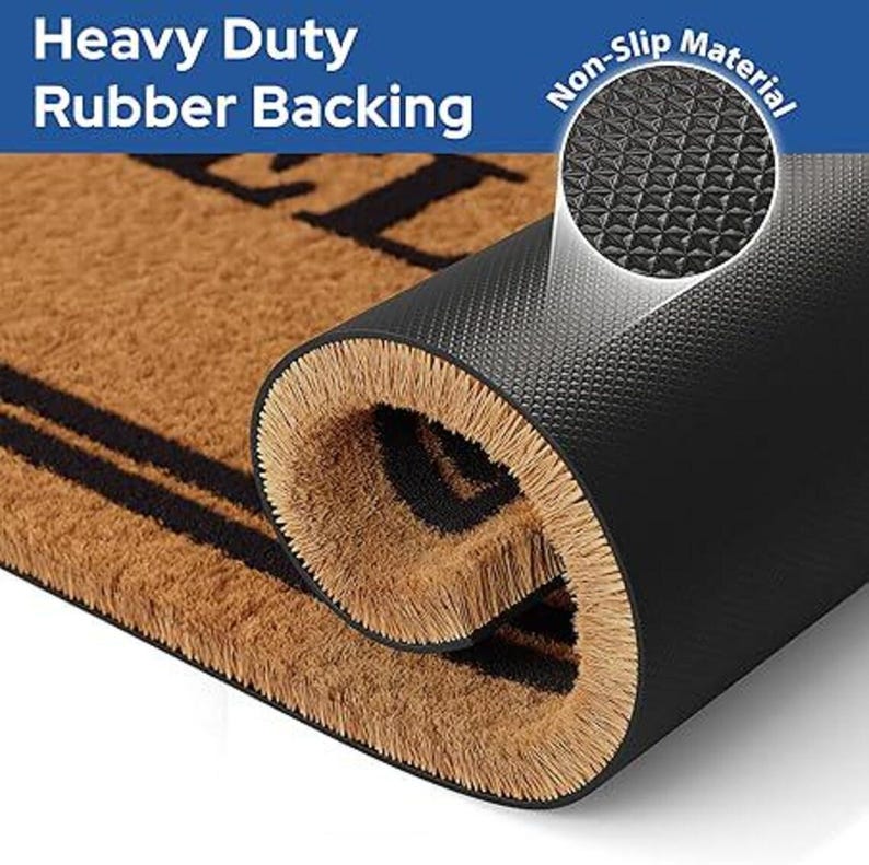 Retro Poppy Coir Doormat, Boho Floral Welcome Mat - Etsy