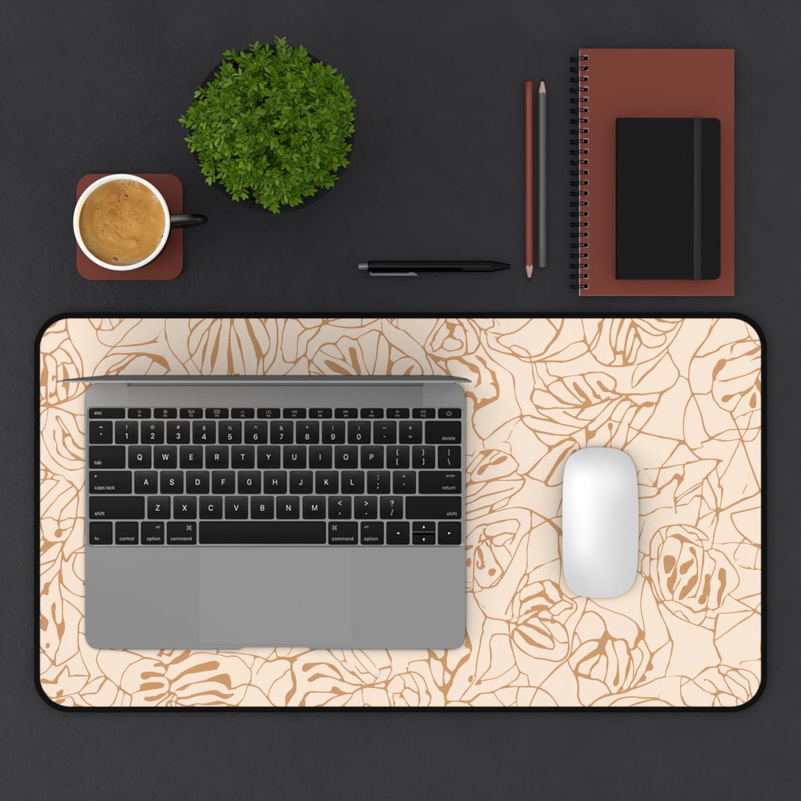 Cozyform Botanical Flow Desk Mat | Neutral Beige Desk Pad for Modern ...