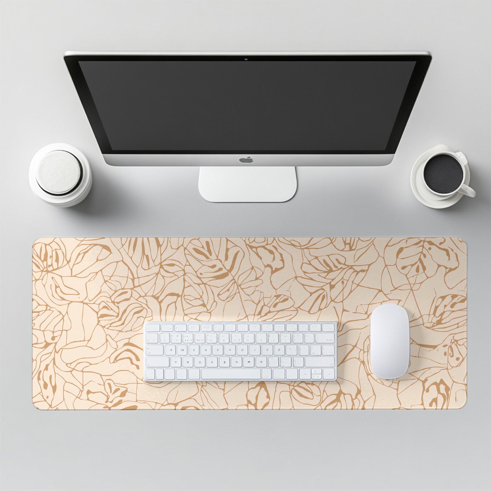 Cozyform Botanical Flow Desk Mat | Neutral Beige Desk Pad for Modern ...