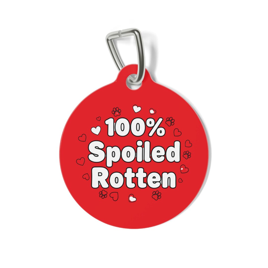 Spoiled Rotten Pet Tag | Red Paw Print Cat & Dog ID - Etsy