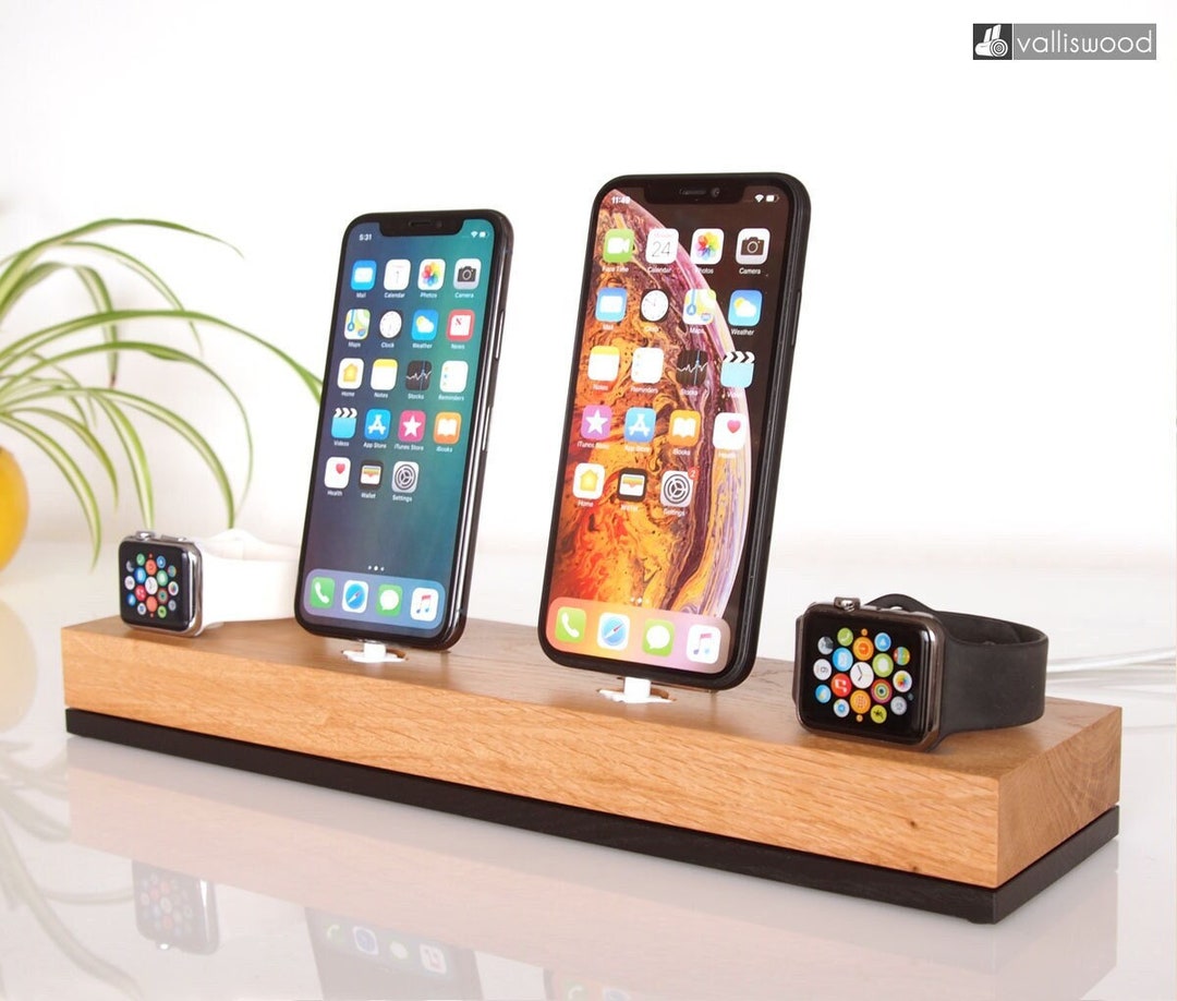 Dual iPhone Dock + Dual Apple Watch Dock, iPhone Charging Station, Dual ...