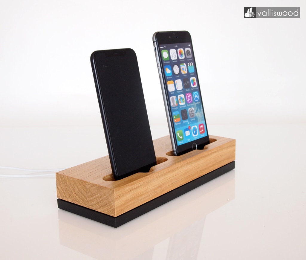 IPhone / Android Dual Docking Station, Wooden Dock, Handmade Quality ...