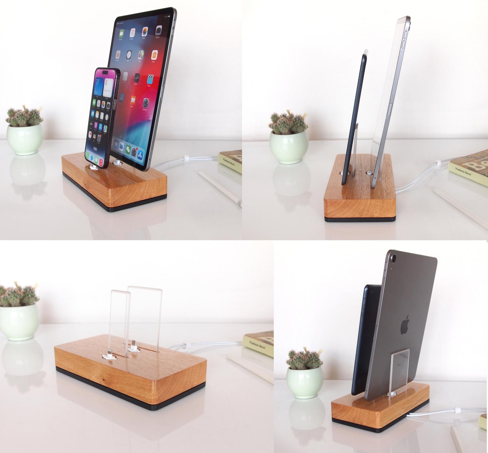 IPhone / iPad Wooden Dual Docking Station, iPad Pro Dock, iPhone Dock ...