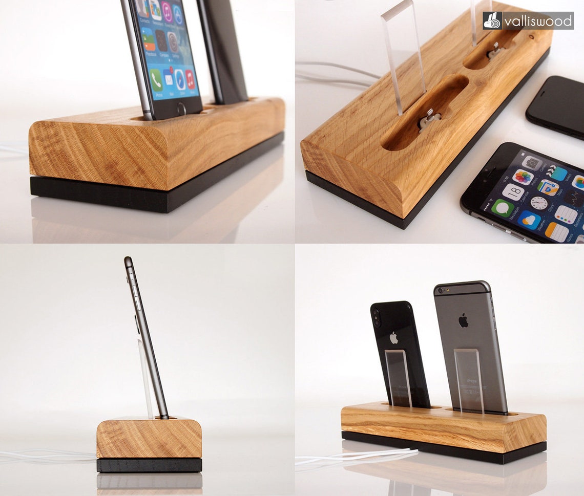 IPhone / Android Dual Docking Station, Wooden Dock, Handmade Quality ...