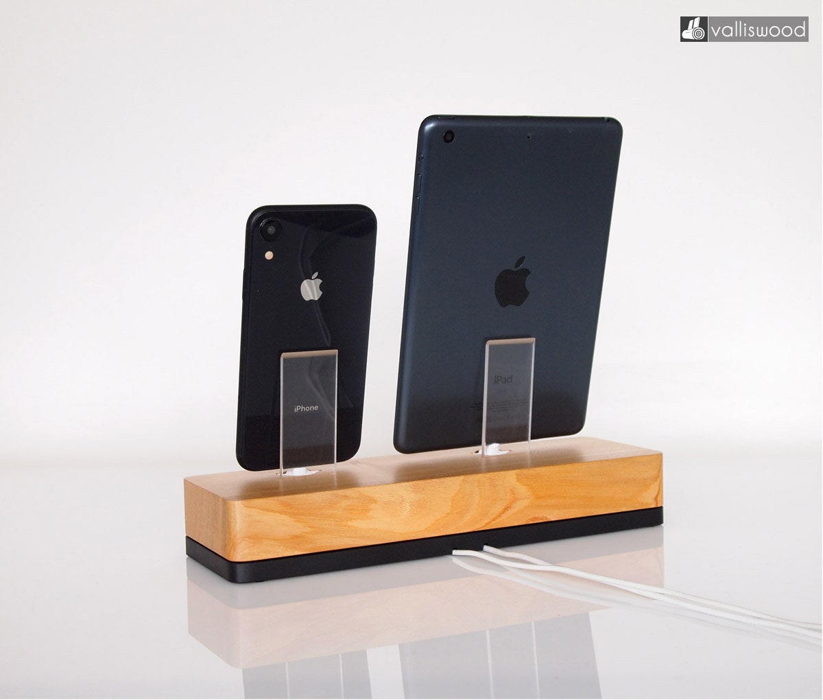 Universal Wooden Dual Docking Station - Iphone, Ipad, Android, Airpods ...