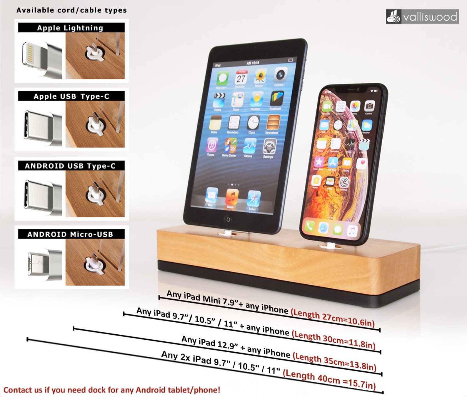 Universal Wooden Dual Docking Station Iphone Ipad Android | Etsy