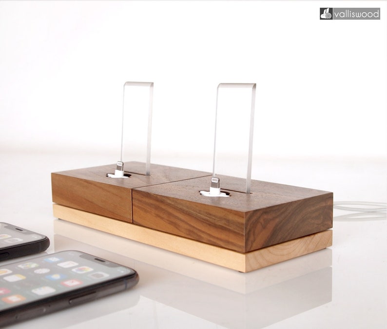 Universal Iphone / Android Wooden Dual Docking Station Iphone | Etsy