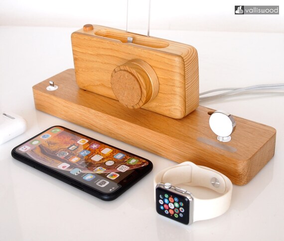Dock per Apple Watch iPhone AirPods dock per iPhone attrezzatura fotografica regalo per fotografi regalo in legno regalo in legno unico regalo unico legno massello Etsy Italia