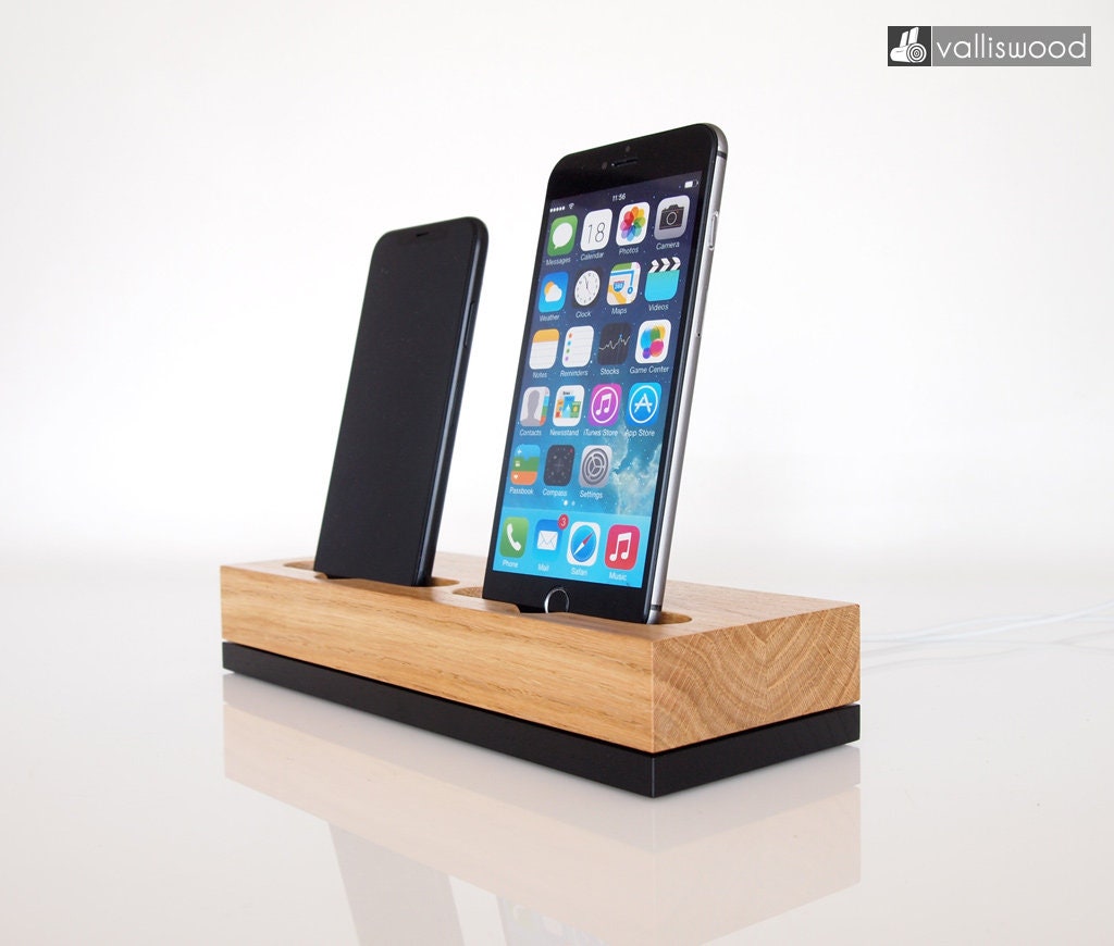 IPhone / Android Dual Docking Station, Wooden Dock, Handmade Quality ...