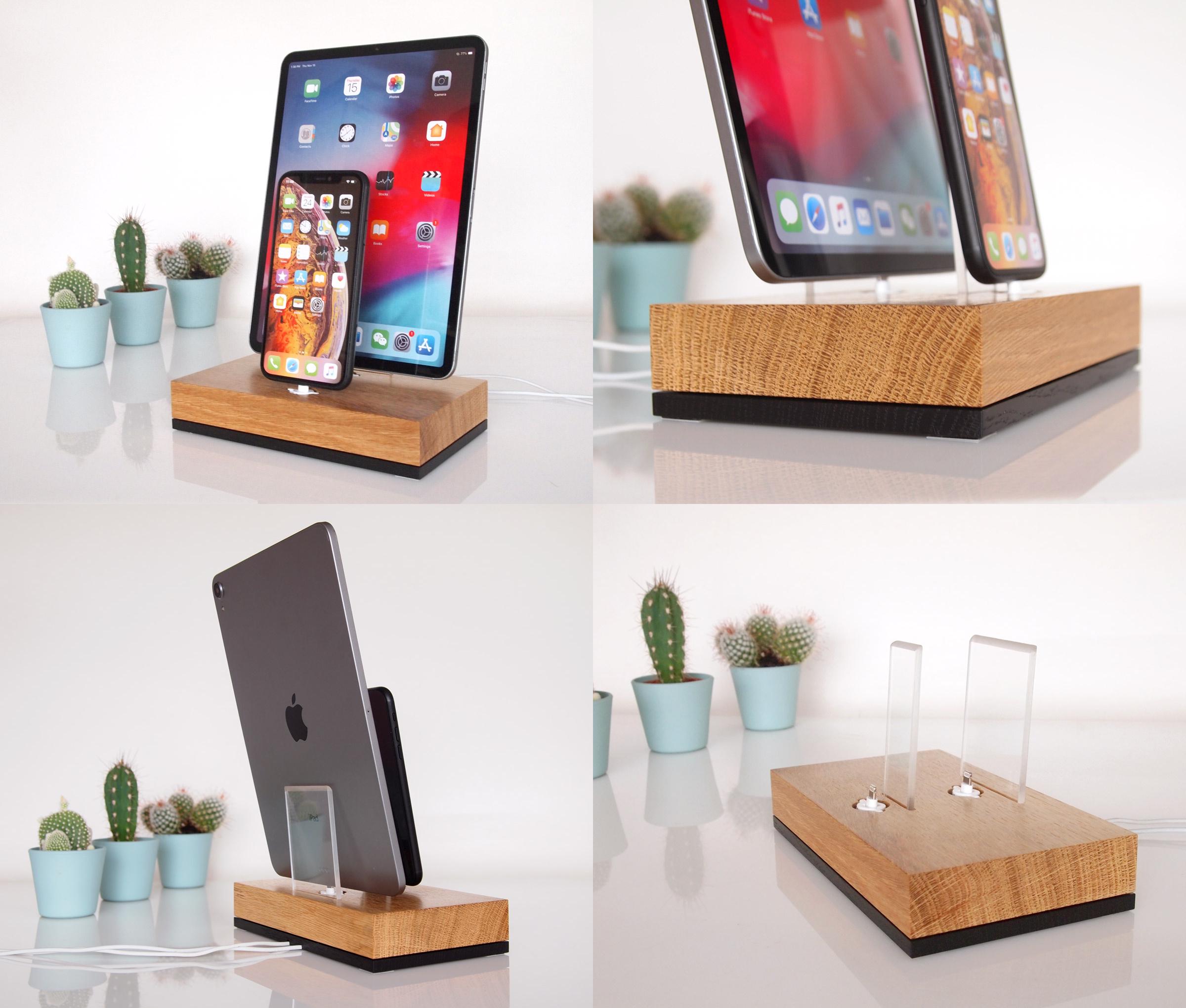 IPhone / iPad Wooden Dual Docking Station, iPad Pro Dock, iPhone Dock ...
