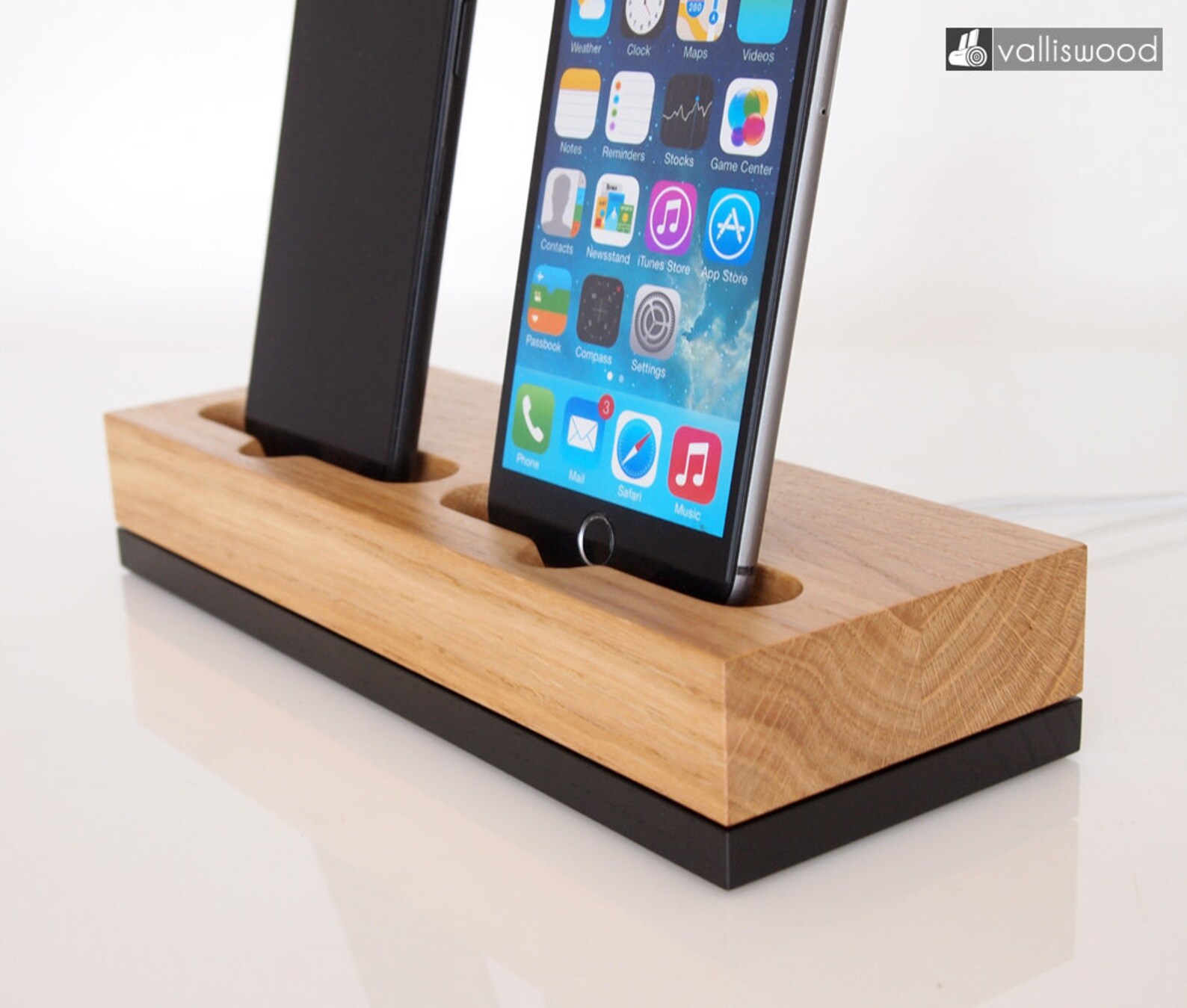 IPhone / Android Dual Docking Station, Wooden Dock, Handmade Quality ...