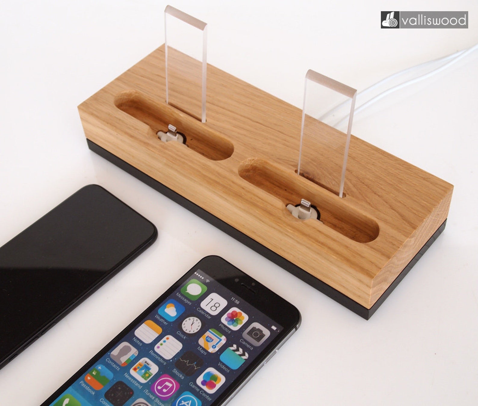 IPhone / Android Dual Docking Station, Wooden Dock, Handmade Quality ...