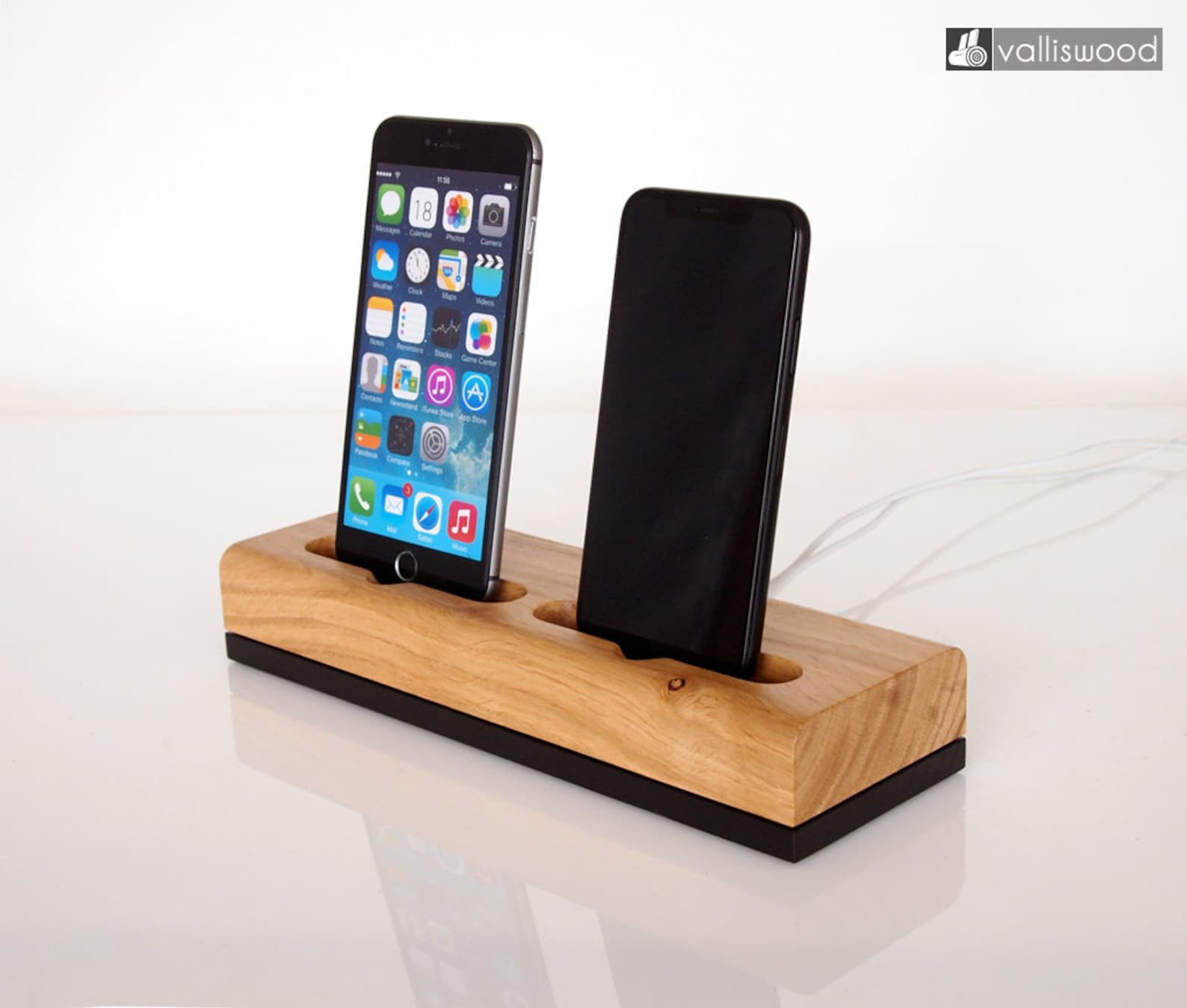 IPhone / Android Dual Docking Station, Wooden Dock, Handmade Quality ...