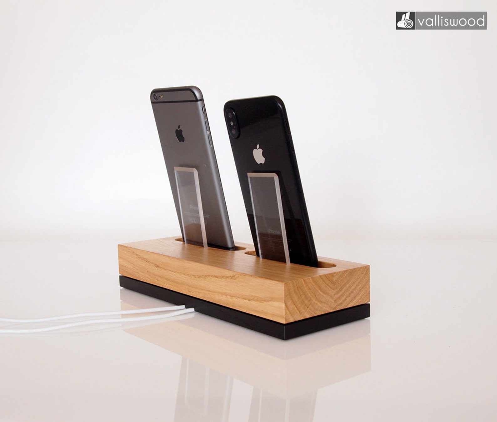 IPhone / Android Dual Docking Station, Wooden Dock, Handmade Quality ...