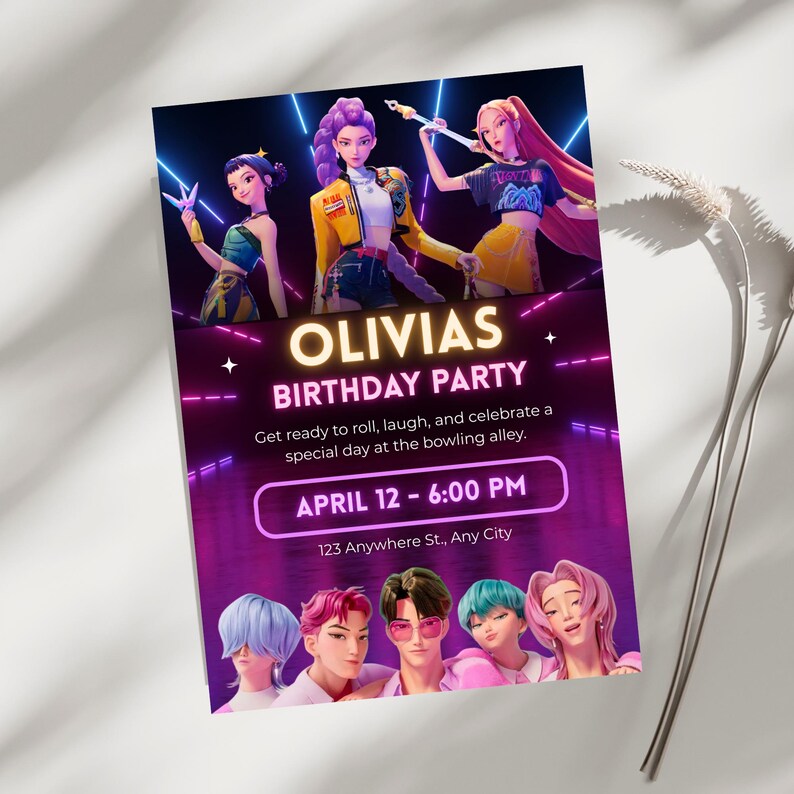 Kpop Demon Hunters Birthday Invitation Template | Editable Canva Kpop ...