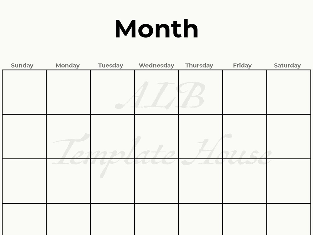 Minimalist Monthly Calendar Template- Printable Planner Page - Editable ...