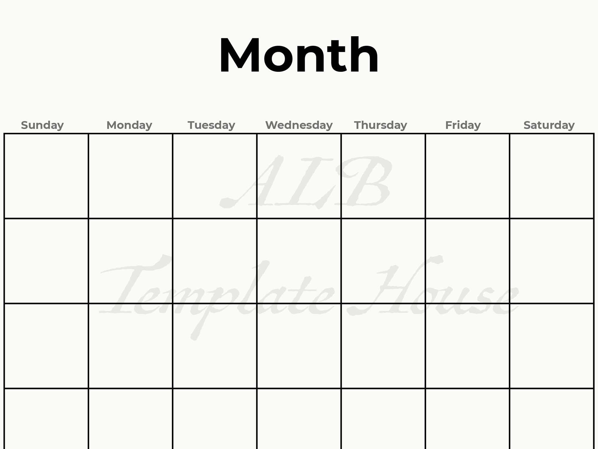 Minimalist Monthly Calendar Template- Printable Planner Page - Editable ...