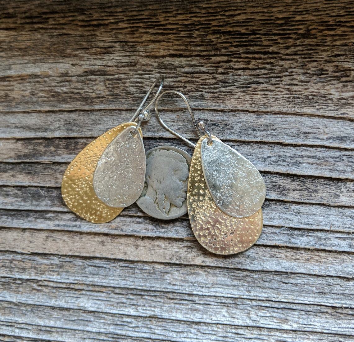 Mixed Metal Dangle Earrings Silver and Gold Earrings Silver - Etsy