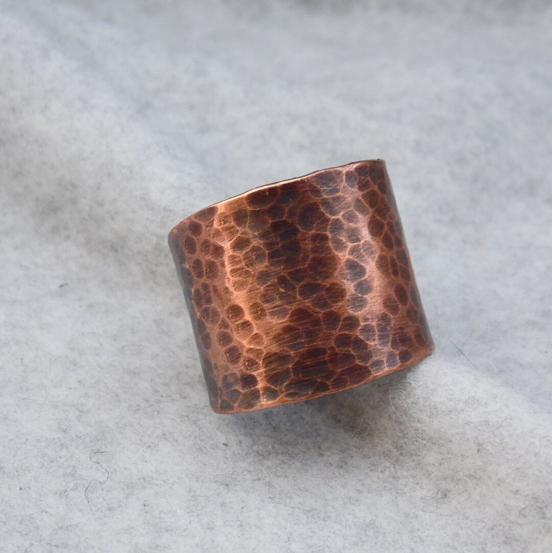 Handmade Copper Cigar Band Ring, Adjustable Boho Statement Ring, Rustic ...