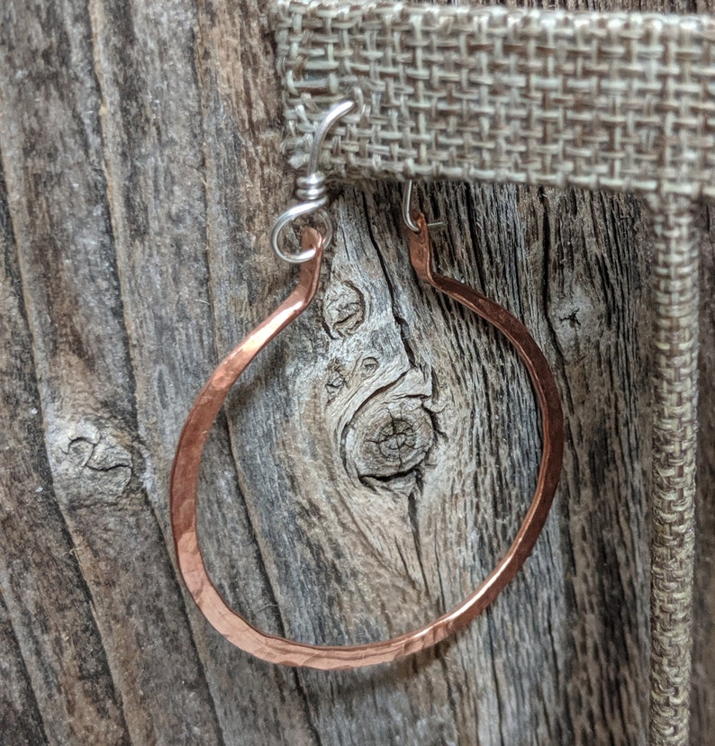 Copper Hammered Hoop Earrings, Rustic Copper Hoop Earrings, 1 1/2 Inch ...