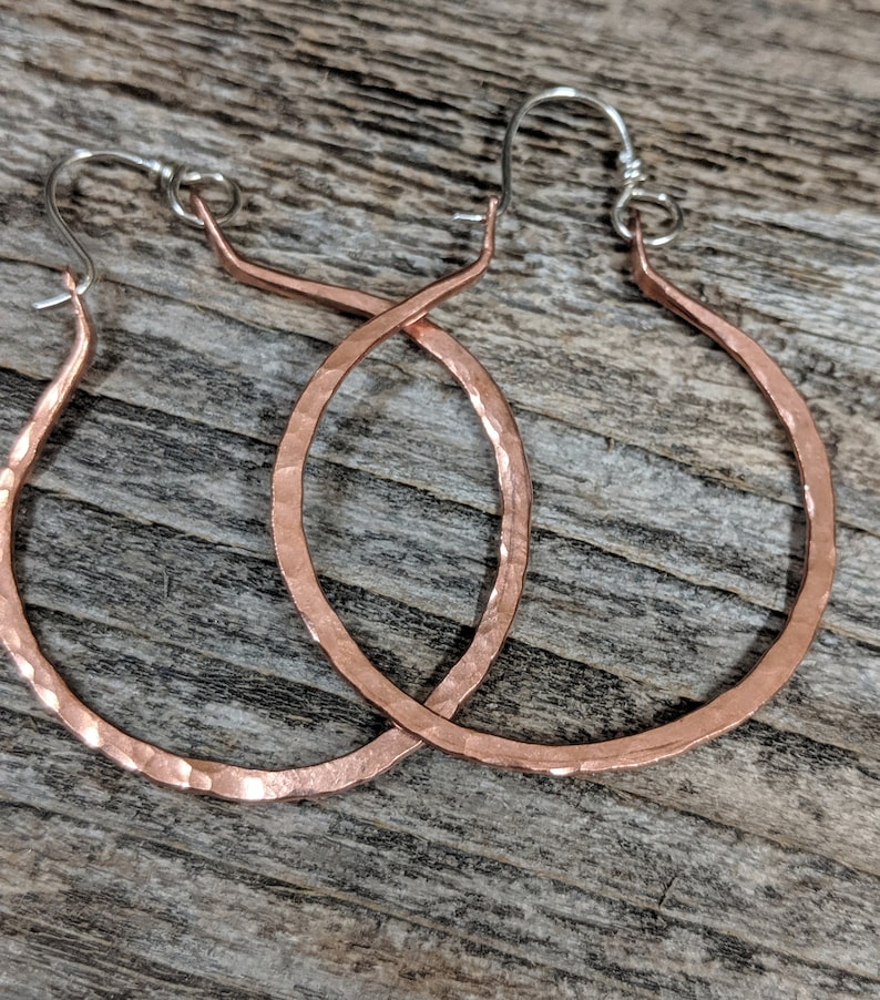 Copper Hammered Hoop Earrings Rustic Copper Hoop Earrings 1 Etsy