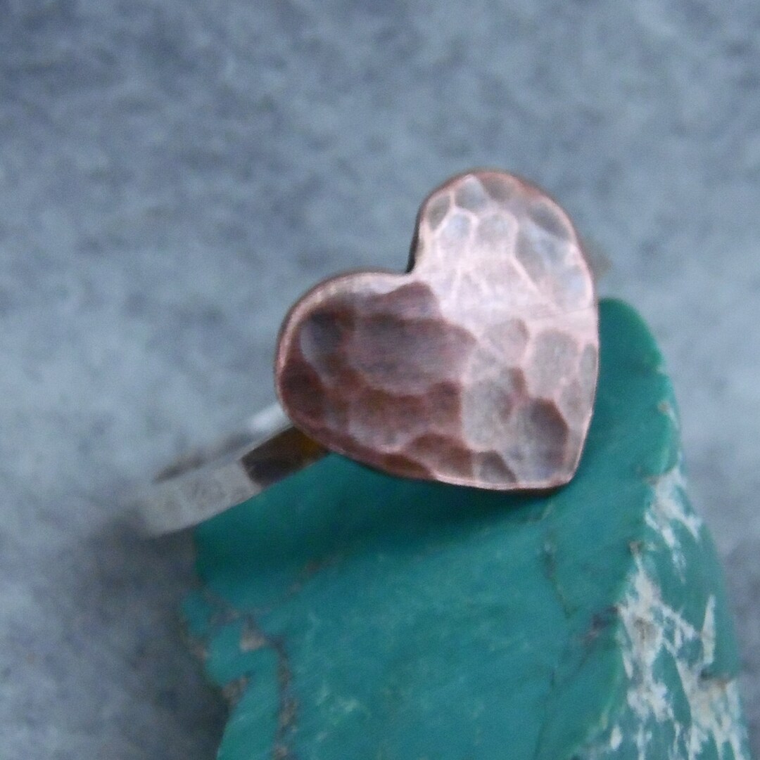 Heart Ring, Mixed Metal Ring, Heart Stackingring, Sterling Silver Ring ...