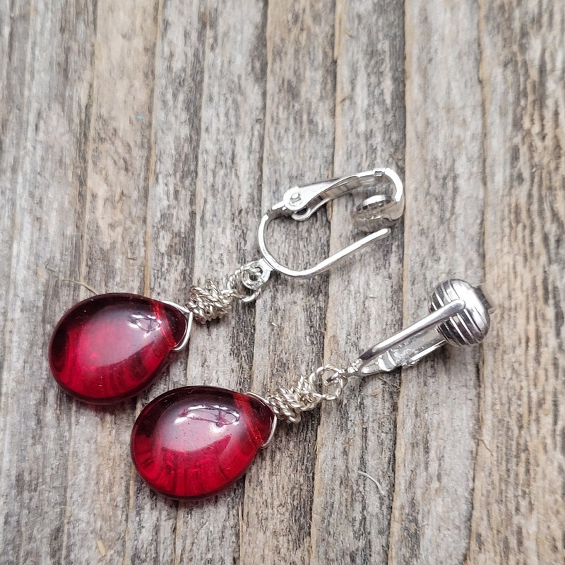 Red Clip on Earrings for Women - Etsy