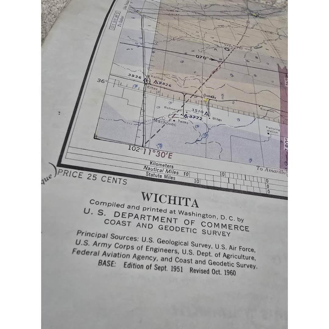 Sectional Aeronautical Chart WICHITA 45TH Edition DEC 5 1960 - Etsy