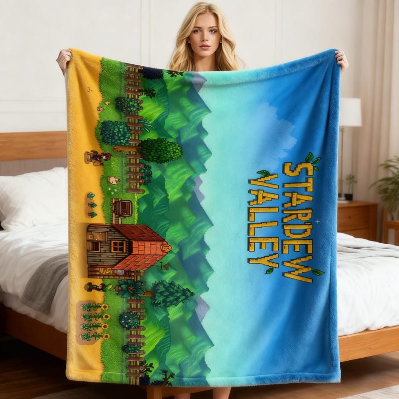 Stardew Valley Blanket, Custom Name Fleece Throw Blanket - Etsy