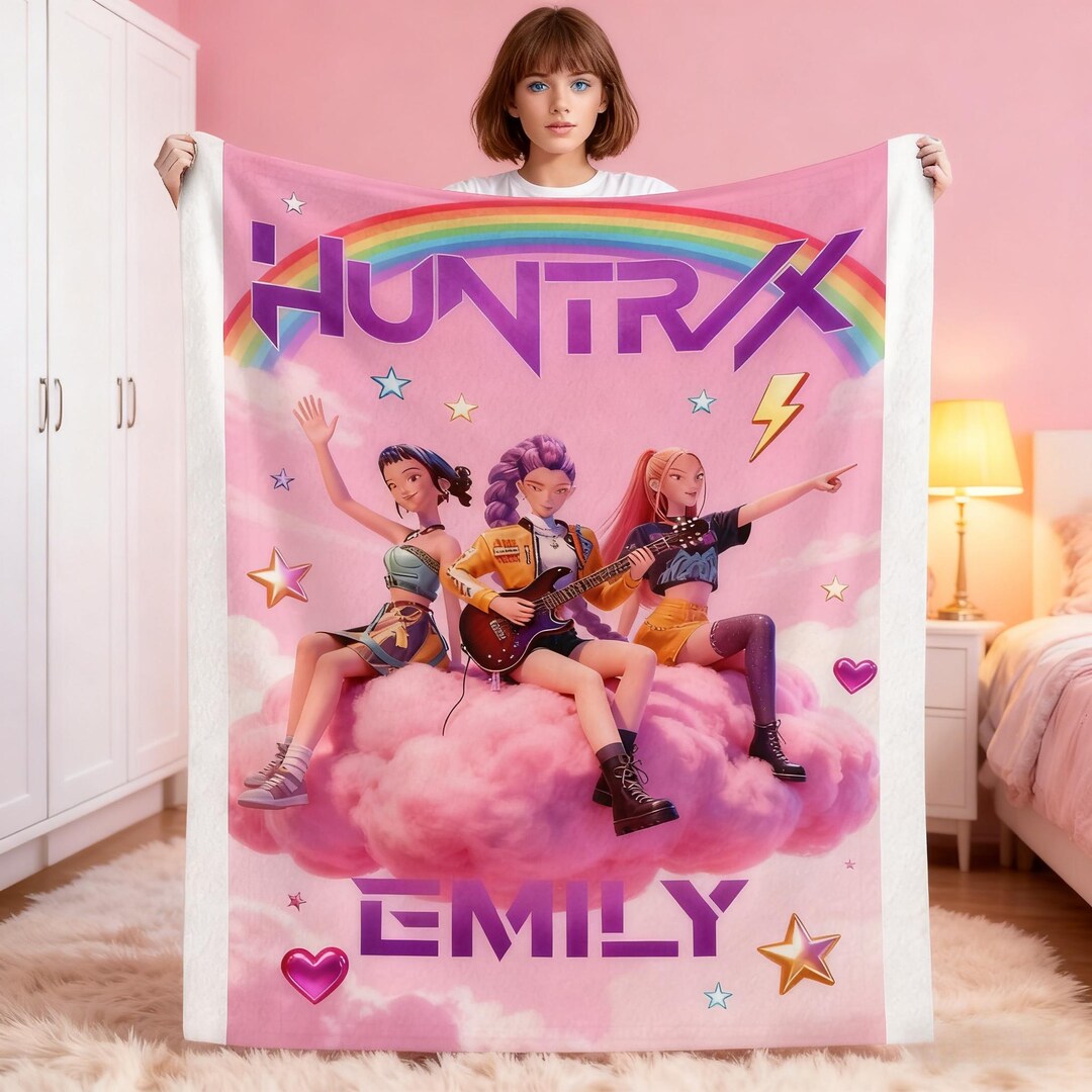 Custom Name Huntrix Blanket - Anime Demon Hunter Themed Personalized ...