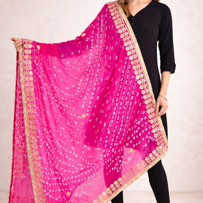 Green Bandhani Dupatta - Etsy